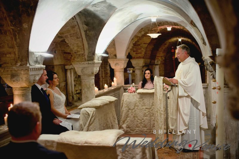 Catholic wedding in the crypt of St. Mark's Basilica
