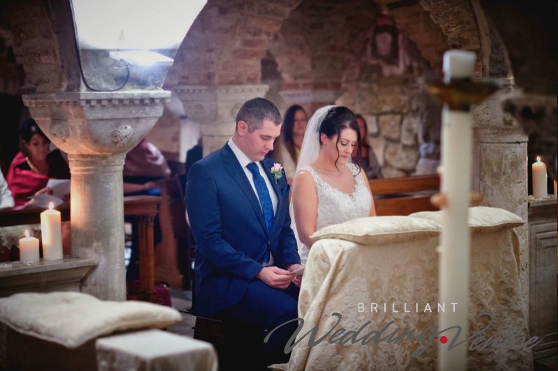 Catholic wedding in the crypt of St. Mark's Basilica