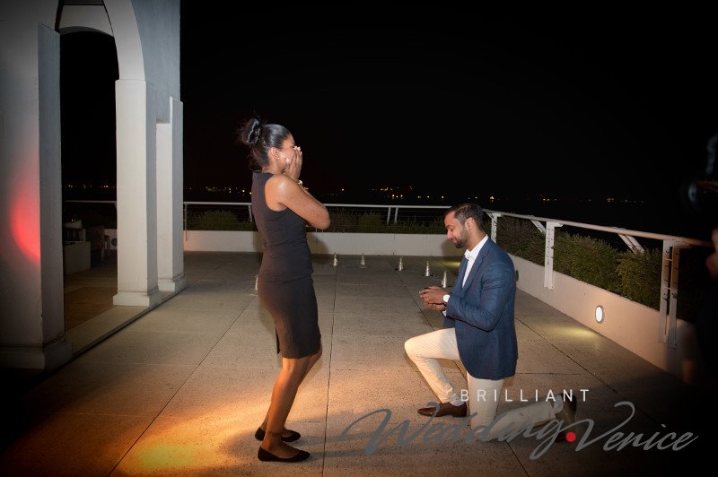 Wedding proposal in Venice among fireworks